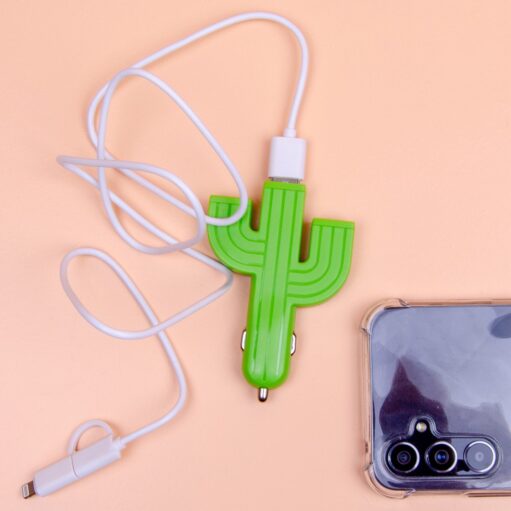 Kikkerland Cactus USB autolader met 3 poorten